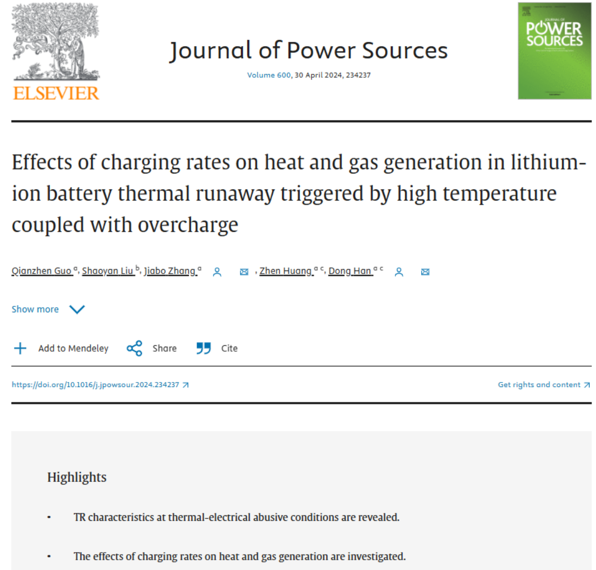 The Impact of Charging Rates on Heat and Gas Generation Induced by ...